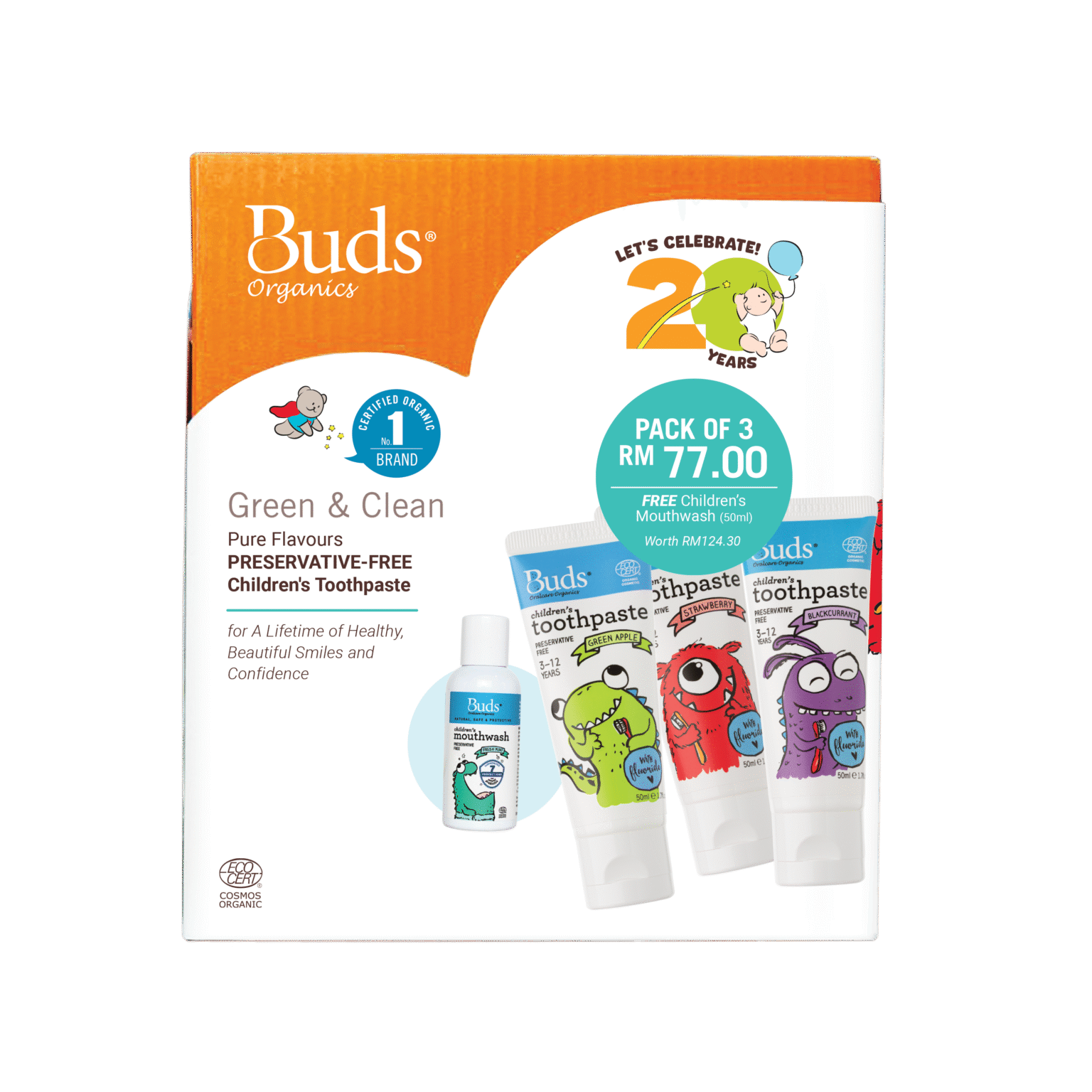 Buds Organics BOO Children's Toothpaste Fluoride Triple Pack - Buds ...